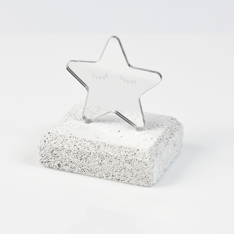 Plexiglass αστέρι ασημί σε μάρμαρο 8X8CM